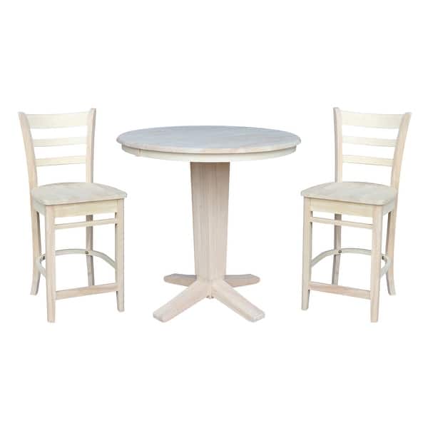 36 in Round Counter Height Extension Dining Table with 12 in Leaf and ...