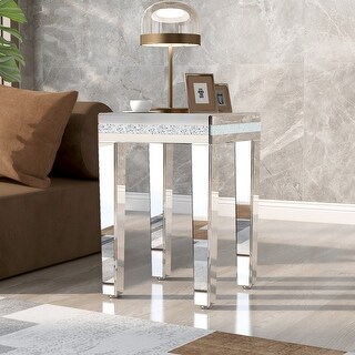Glass Mirrored End Table with Adjustable Height Legs - Bed Bath ...