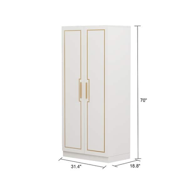 Kerrogee 70" 2 Door Wardrobe Armoires Armoire with Hanging Rod Glam ...