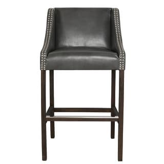 40" Black And Brown Low Back Counter Height Bar Chair With Footrest ...