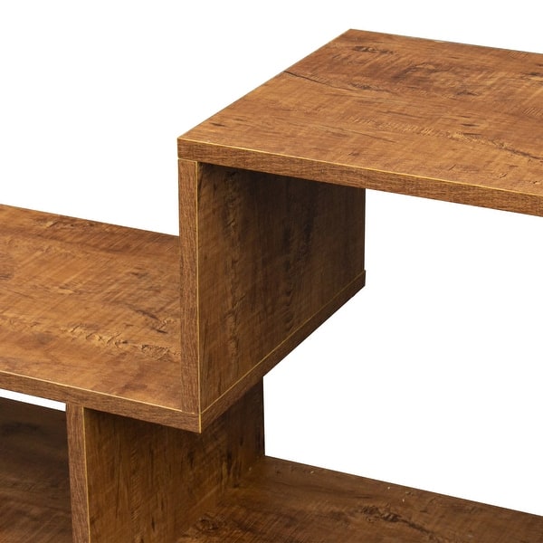 Abstract Living Room Bookcase Double L-Shaped Low Floor TV Stand with ...