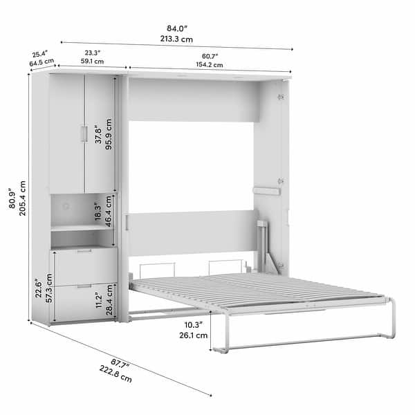Lumina Full Murphy Bed with Storage Cabinet (84W) by Bestar - Bed Bath & Beyond - 22044299