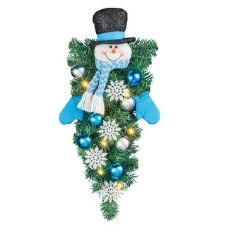 LED Lighted Winter Blue Snowman Festive Swag - Bed Bath & Beyond - 42041690