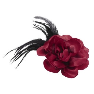Rose Flower Brooch, Handmade Satin Fabric Lapel Pins Feather Flower ...