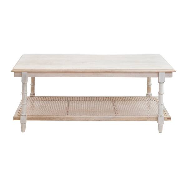 Carolina Living Chesterfield Wood & Cane Coffee Table - Whitewash - On ...