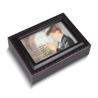 Curata Boy Black Resin My First Communion Sentiment Music Box (Plays ...