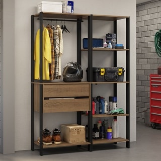 Madesa Garage Storage Rack 2 Drawers, 7 Shelves and Hanging Space - Bed ...