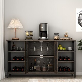 Rustic Wood Bar Wine Cabinet, Multifunctional Floor Wine Cabinet - Bed ...