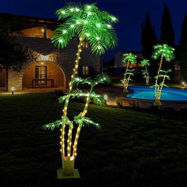 Solar and Cable Power Lighted Palm Trees 7FT Outdoor and Indoor - On ...