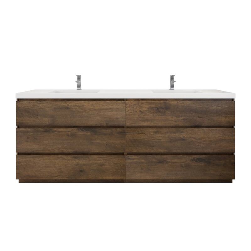 Aron 84'' Freestanding Vanity with Double Reinforced Acrylic Sink ...