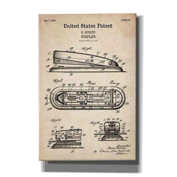 Epic Graffiti 'Stapler Blueprint Patent Parchment' Canvas Wall Art ...