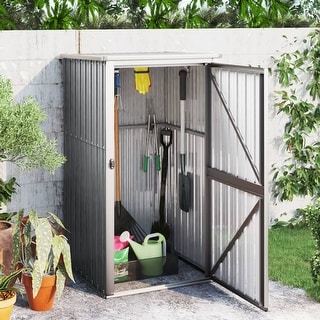 vidaXL Tool Shed Garden Outdoor Storage Shed Tool Organizer Galvanized ...
