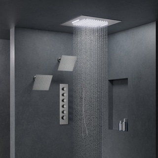 GRANDJOY Triple Shower Heads Combo 20" Ceiling and two 10" Wall Mount 3 ...