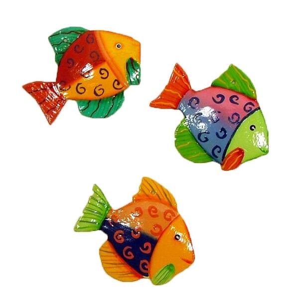 Tropical Tiki Bright Fish Tree Ornaments Set of 3 Haitian Metal Orn2B ...