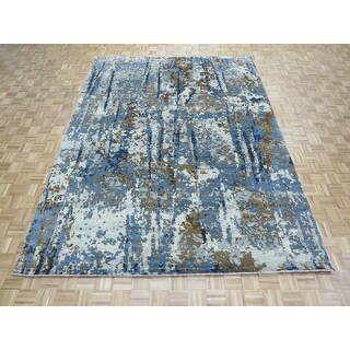 Hand Knotted Multi Colored Modern with Wool Oriental Rug (9' x 12') - 9 ...