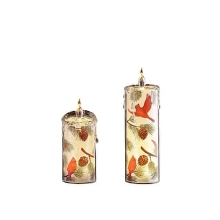 Set of 6 Ivory and Orange Cardinal with Pinecone LED Lighted Candles ...