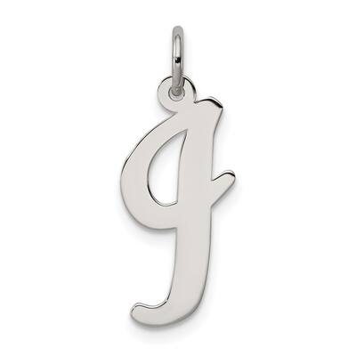 925 Sterling Silver Large Script Initial Letter I Pendant - Overstock ...