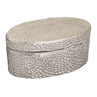 Elk Home Oval Pebble Antique Nickel Metal 9 Inch Wide Box - Bed Bath ...
