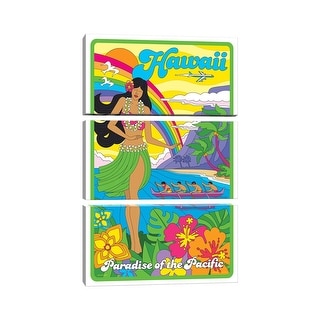 iCanvas "Hawaii Pop Art Travel Poster" by Jim Zahniser 3-Piece Canvas ...