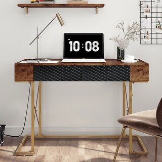 Desk With Drawers, Computer Desk With Charging Station - Bed Bath ...