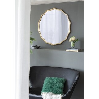 D40" Round Sunburst Wall Mirror with Gold Finish, Wall Decor Mirror for ...