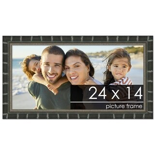 24x14 Bamboo Black Complete Wood Picture Frame with UV Acrylic, Foam ...