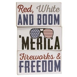 Fireworks & Freedom Block 3 Assorted - Height - 3.00 in. Width - 0.75 ...