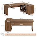 70.87-Inch L-Shaped Executive Desk with File Cabinet and Shelves, Large ...