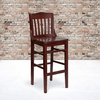 School House Back Wood Restaurant Dining Barstool - 18.5"W x 18.75"D x ...
