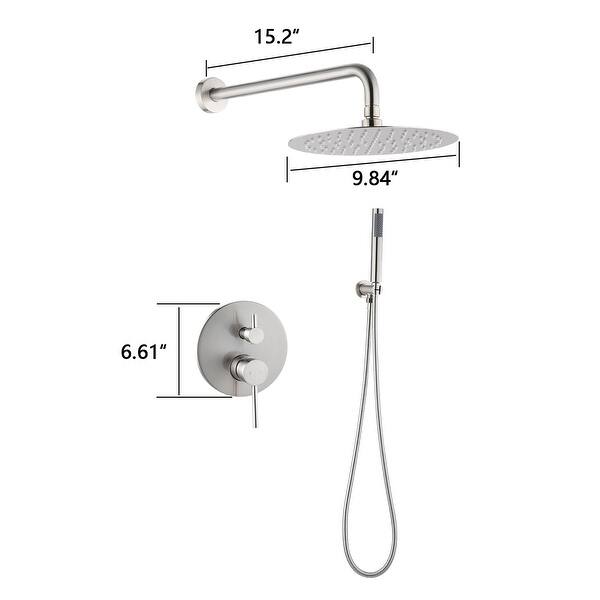 10 inch Wall-Mounted Round Completed Shower System with Handheld Shower ...