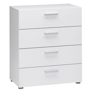 Contemporary Style White 4-Drawer Bedroom Bureau Storage Chest - Bed ...