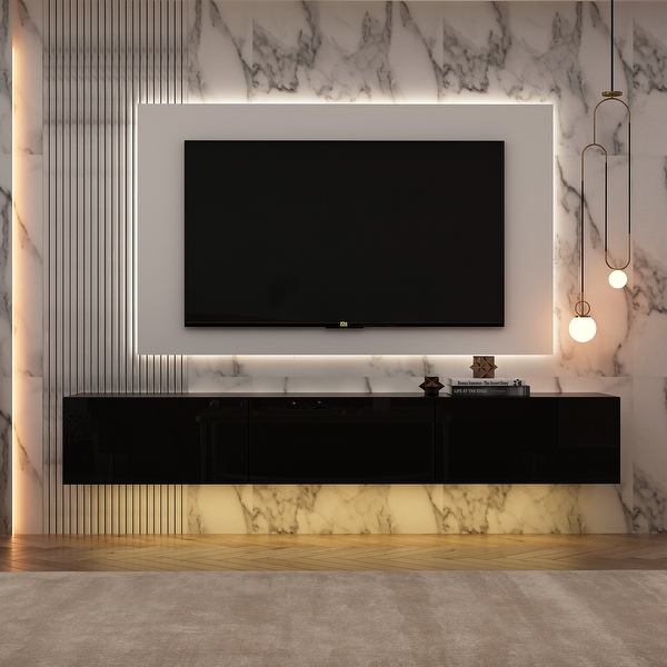 Floating led tv unit store