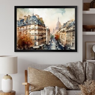 Designart "Watercolor Of Paris France I" City Paris Framed Wall Decor ...