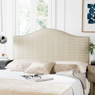 SAFAVIEH Connie Wheat/Blue Patterned Camelback Headboard - Silver ...