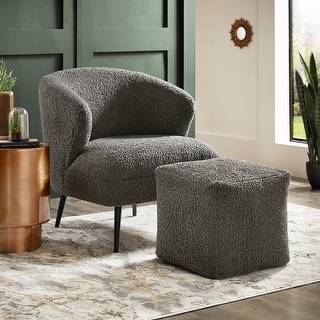 Tremont Boucle Accent Chair and Cube Pouf Footrest by iNSPIRE Q Bold - Bed Bath & Beyond - 42458268