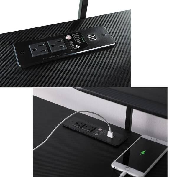 PVC Gaming Desk with USB Ports in Gunmetal Finish - Bed Bath & Beyond ...