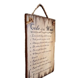 Cowboy Signs Wood Wall Hanging Code Of The West Rope White Brown - Bed ...
