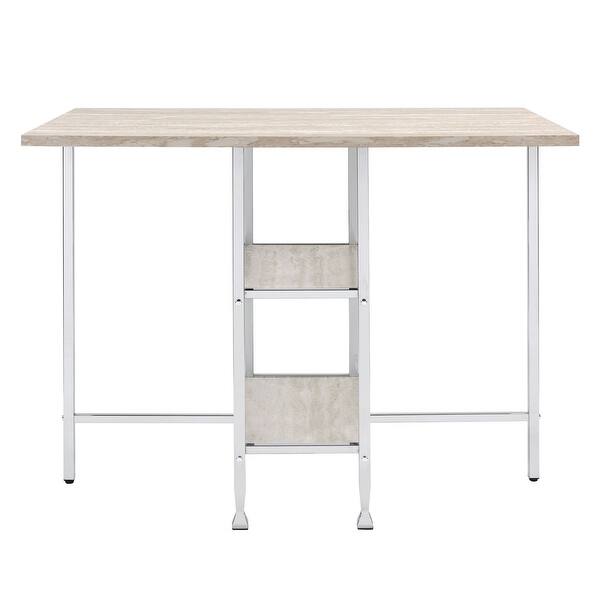 Rectangular Counter Height Table with Open Shelves in Antique White and ...