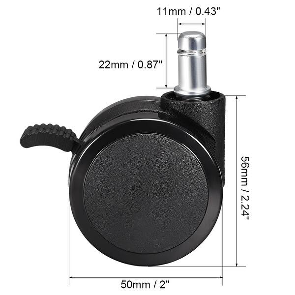 Swivel Caster Wheels 2" PU Wheel 11mmx22mm Stem Caster w Brake 5pcs ...