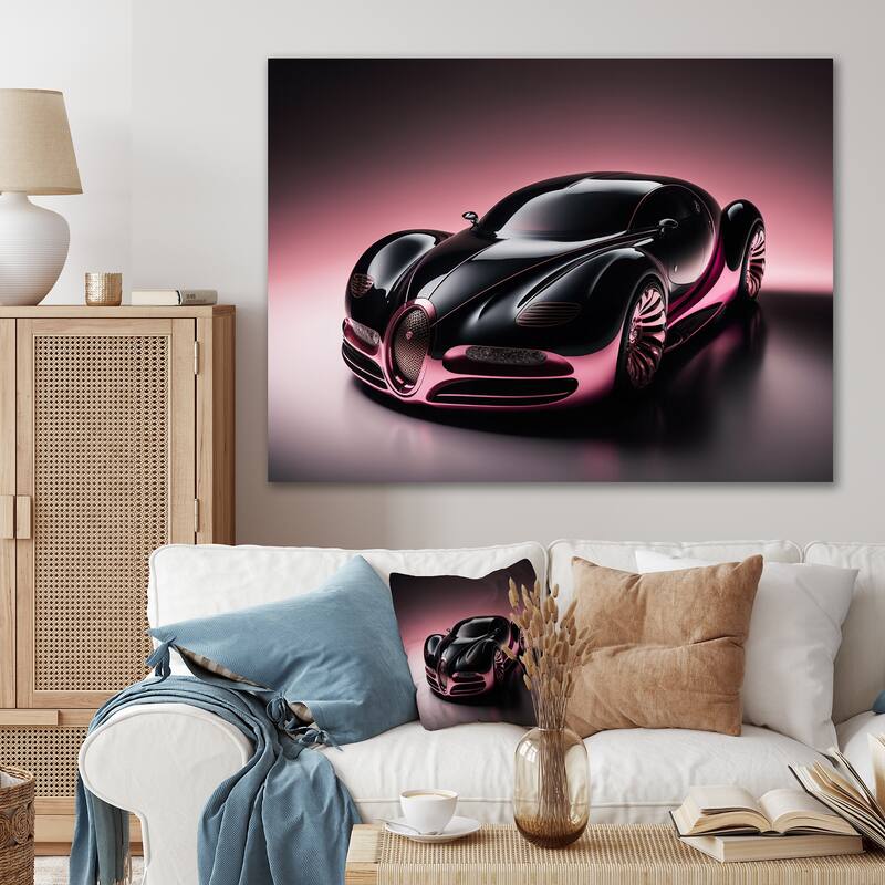 Designart 'Futuristic Bugatti Design In Black And Magenta II' Exotic ...