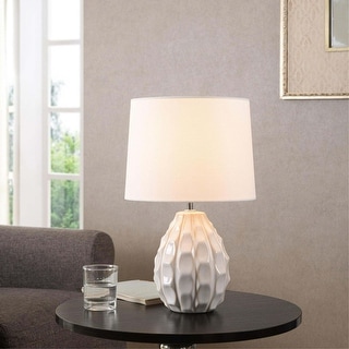 Cream Sculptured Base Ceramic Table Lamp - Bed Bath & Beyond - 37436325