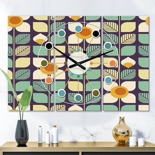 Designart 'Botanical Retro Design III' Oversized Mid-Century wall clock ...