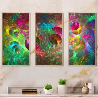 Designart "Multi Color Fractal Glass Texture" Abstract Framed Artwork ...