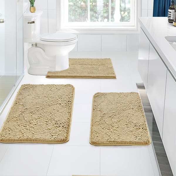 Bathroom Rugs Sets 3 Piece Chenille Toilet Bath Mat Set - Bed Bath ...