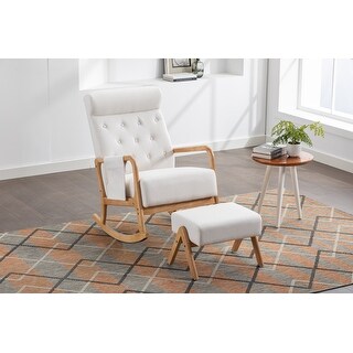 Tufted Button Backrest Accent Rocking Chairs w/Ottoman - Bed Bath ...
