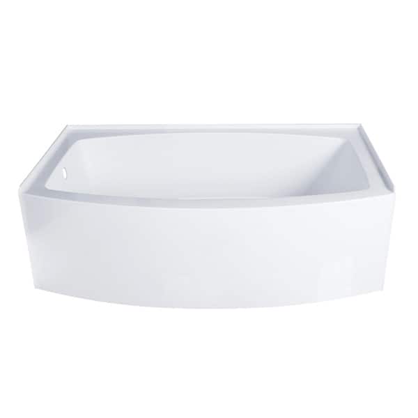 Kingston Brass Inflection 66-Inch Acrylic Curved Apron Alcove Tub with ...