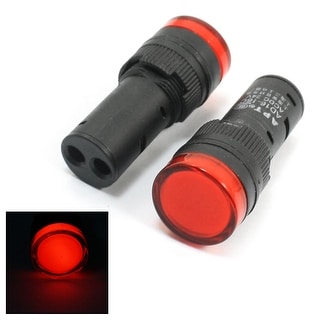 2Pcs AC DC 24V 15mm Red LED Cylinder Shaped Signal Light Lamp AD16-16C ...