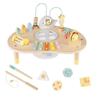 Costway 7-in-1 Toddler Activity Table with Bead Maze, Fishing Game ...