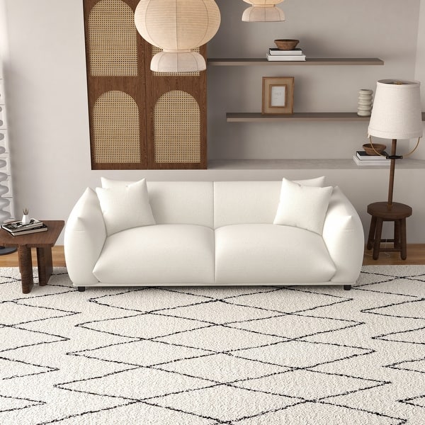 Mansan Mid Century Modern Luxury Tight Pillow Back French Boucle Couch ...