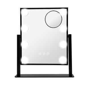 VANITII Large Hollywood Makeup Vanity Mirror with 15 LED Bulbs 3 Lights Adjustable USB Charging ...
